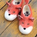 Red Fox Slippers Handmade Eco Wool Flat Shoes/toy Natural - Etsy