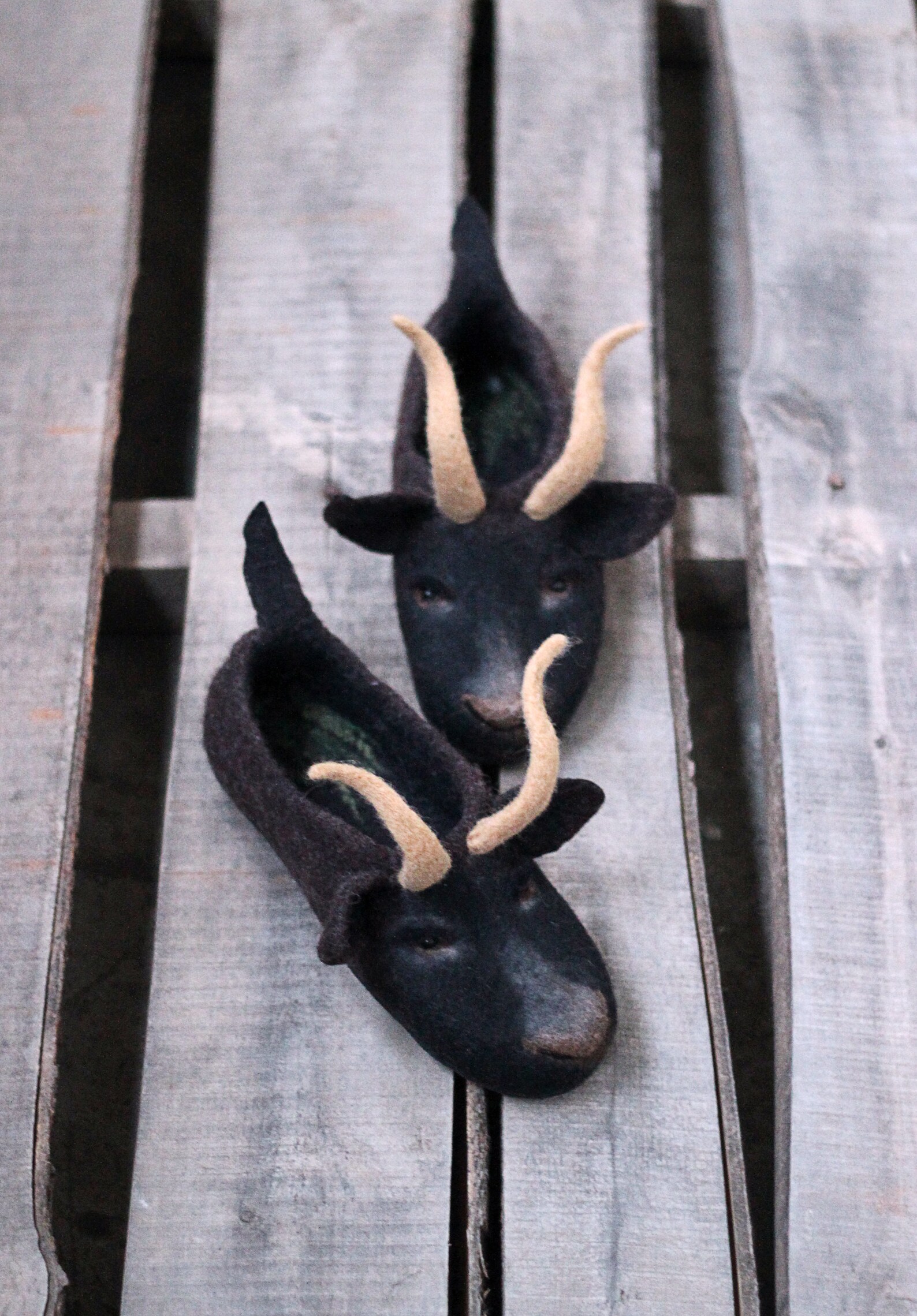 Black Goat Premium Slippers Farm Animals Custom Handmade - Etsy