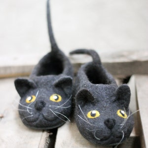 Black Kitten Slippers, Bombay Kitty, Cats Personalized Slippers by ...