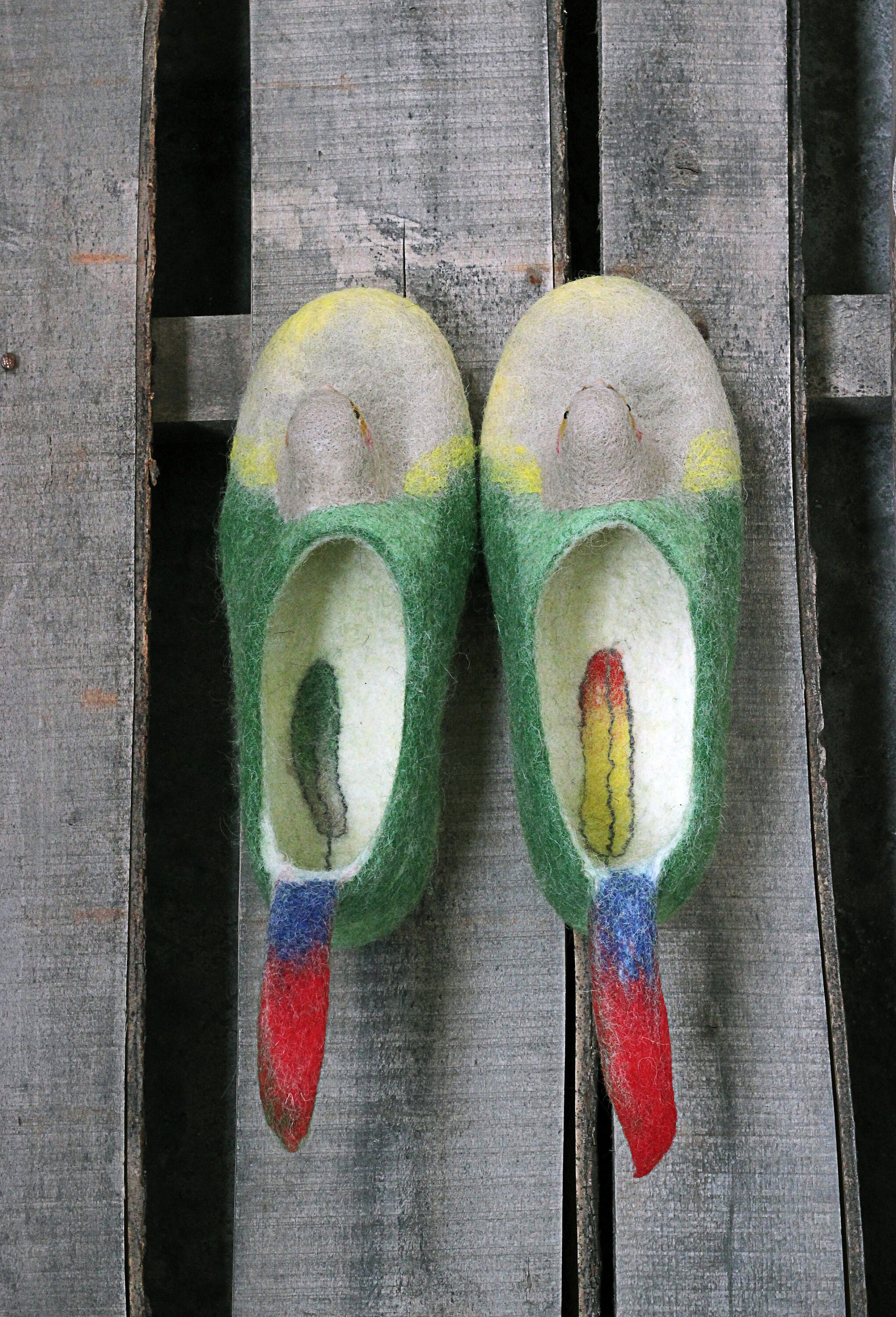Conure bird custom slippers eco wool flat shoes natural | Etsy
