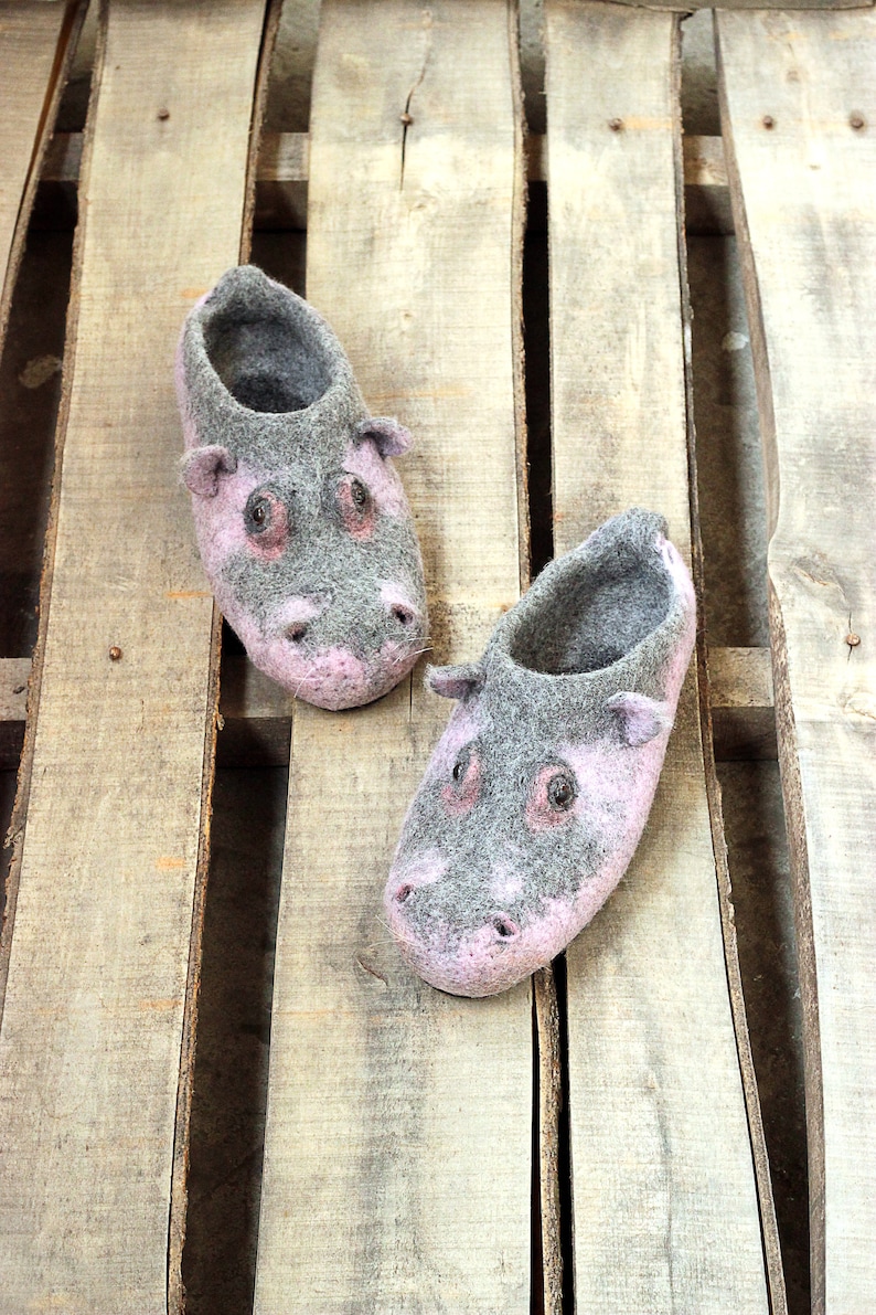 Hippopotamus Exclusive Felted Slippers Hippo Eco Shoes - Etsy
