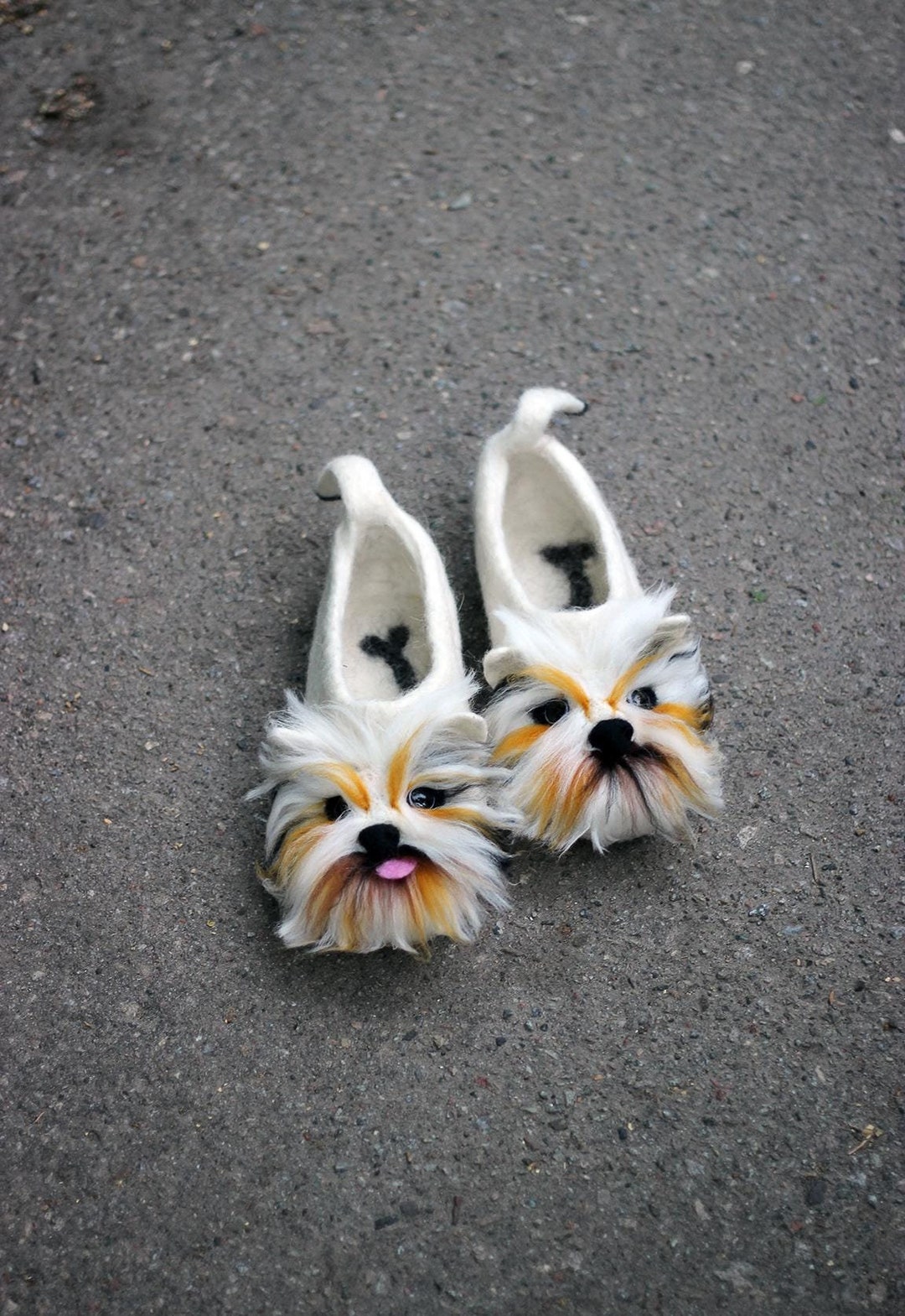 Premium Yellow York Terrier Custom Dog Slippers, Felted Yorkshire ...