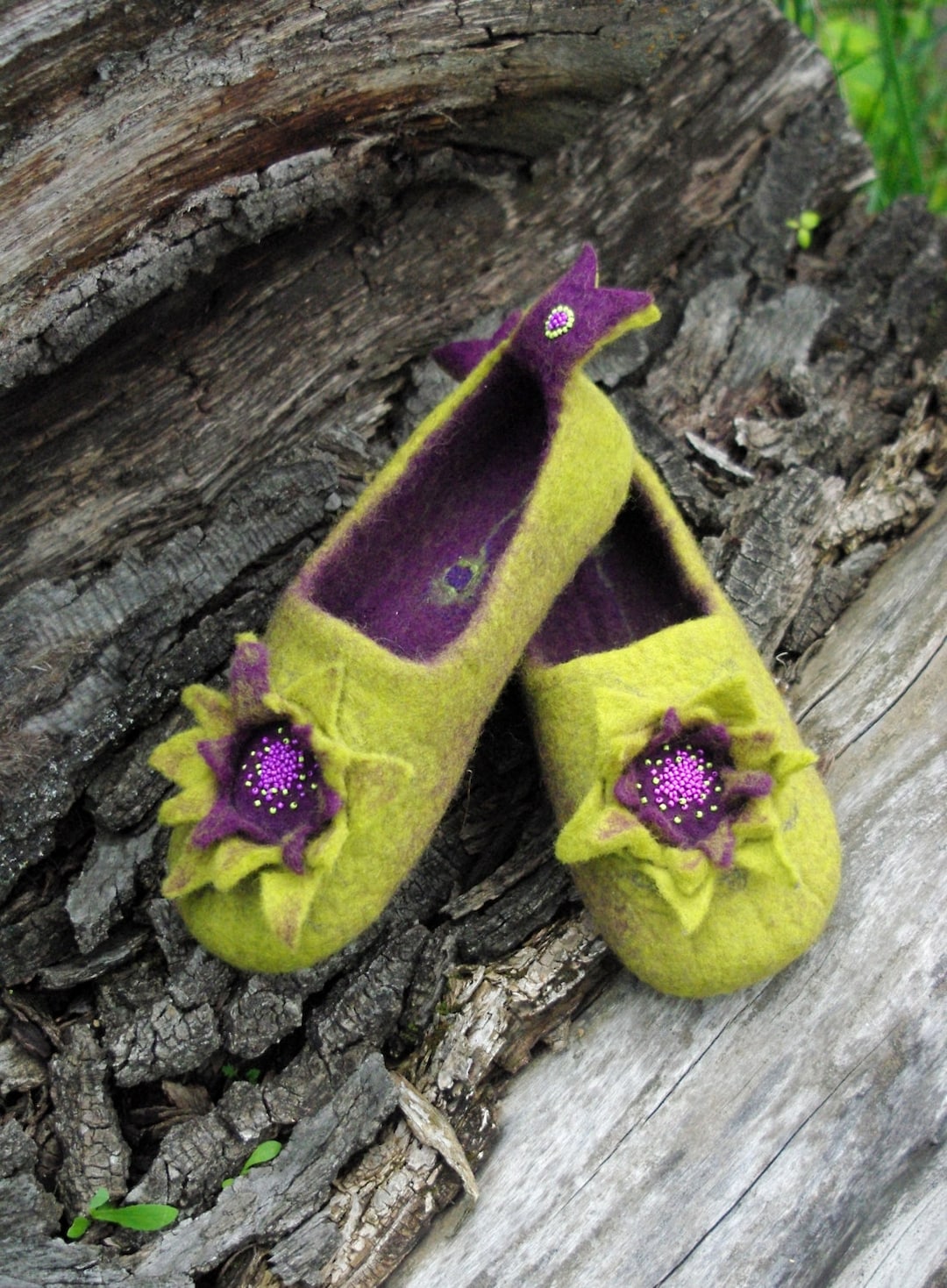 Felted slippers, wool shoes, felt, flat, comfortable shoes, felting ...