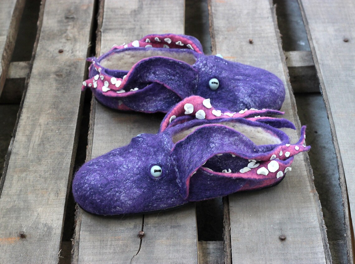 Octopus Slippers Handmade Custom Wool Felted Shoes - Etsy