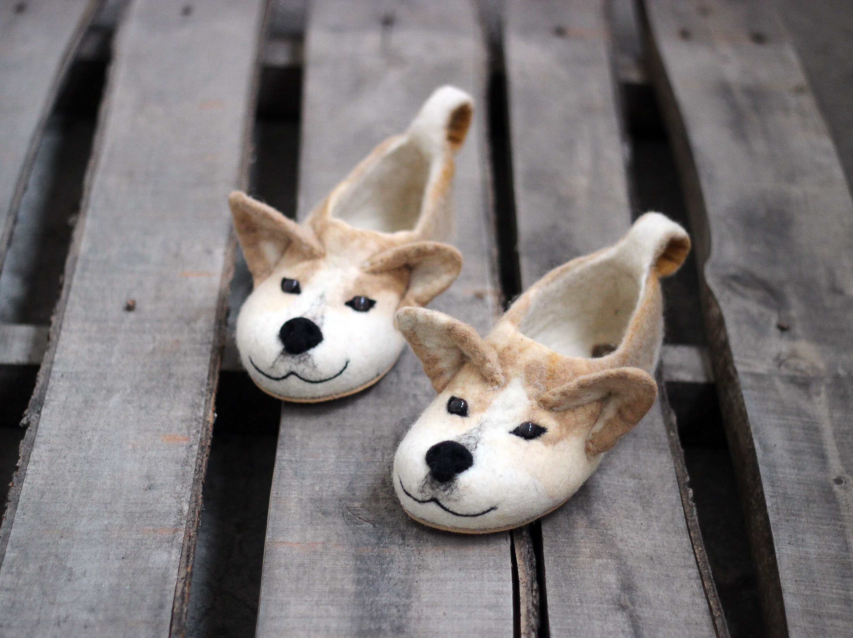 Dog Welsh Corgi slippers handmade wool shoes toy corgi | Etsy