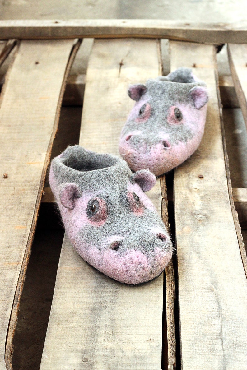Hippopotamus Exclusive Felted Slippers Hippo Eco Shoes - Etsy