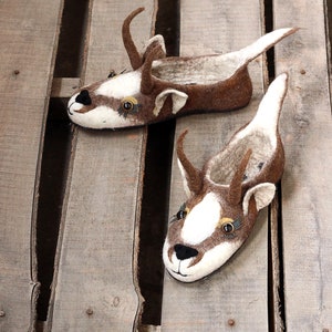 Wild Goat Premium Custom Slippers, Farm Animals, Handmade Felt Wool ...