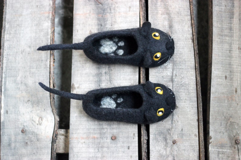Black Kitten Slippers Bombay Kitty Cats Personalized | Etsy
