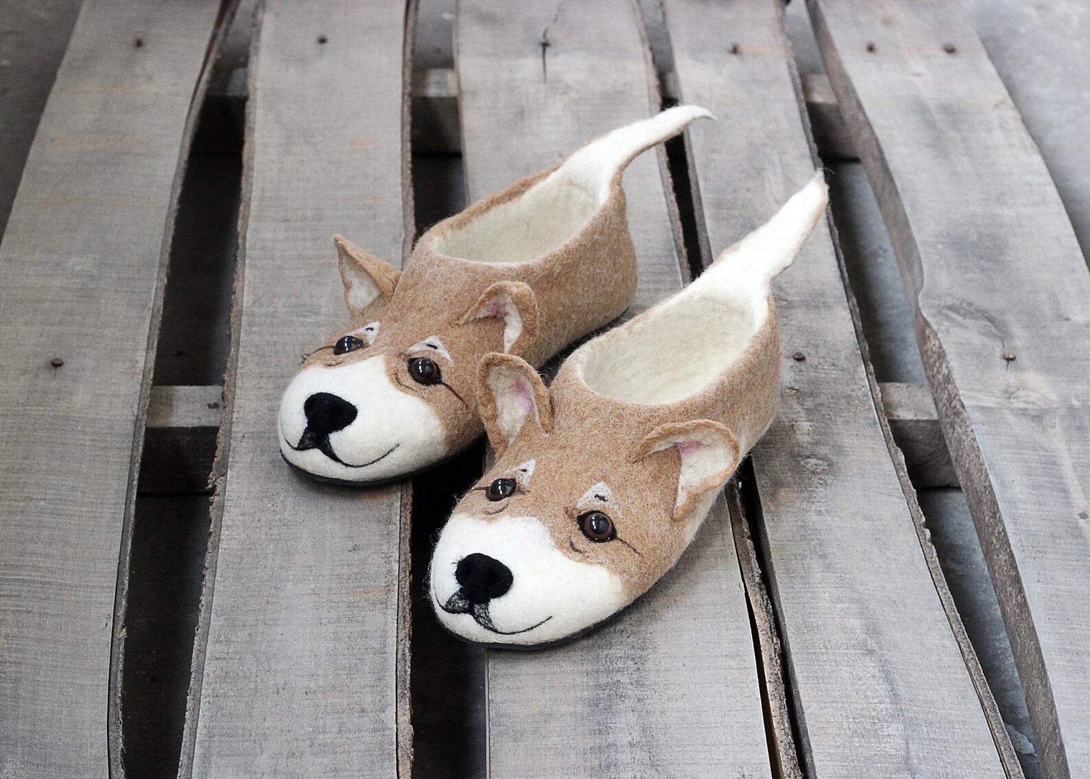 Premium Welsh Corgi Dog Slippers Handmade Wool Shoes Toy - Etsy