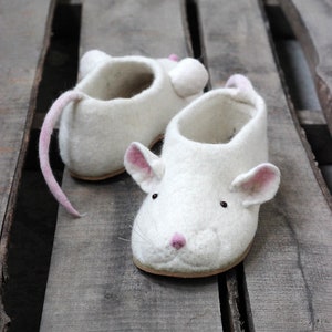 Rat Wool Felted Slippers, Mice, Custom Mouse, Warm Clogs, Natural Wool ...