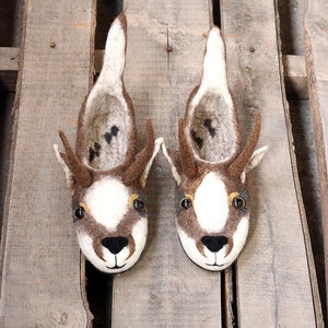 Wild Goat Premium Custom Slippers, Farm Animals, Handmade Felt Wool ...