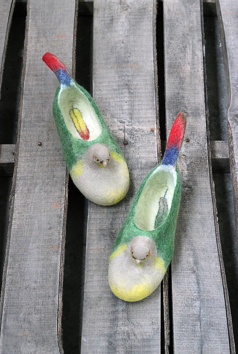 Conure Bird Custom Slippers Eco Wool Flat Shoes Natural | Etsy