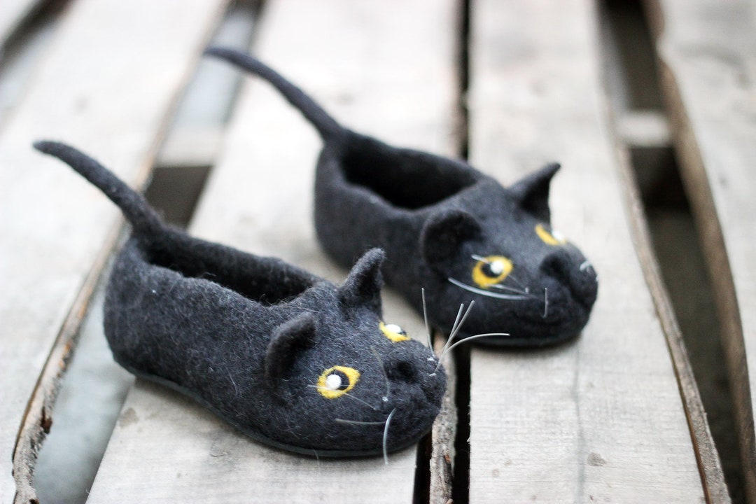 Black Kitten Slippers, Bombay Kitty, Cats Personalized Slippers by ...