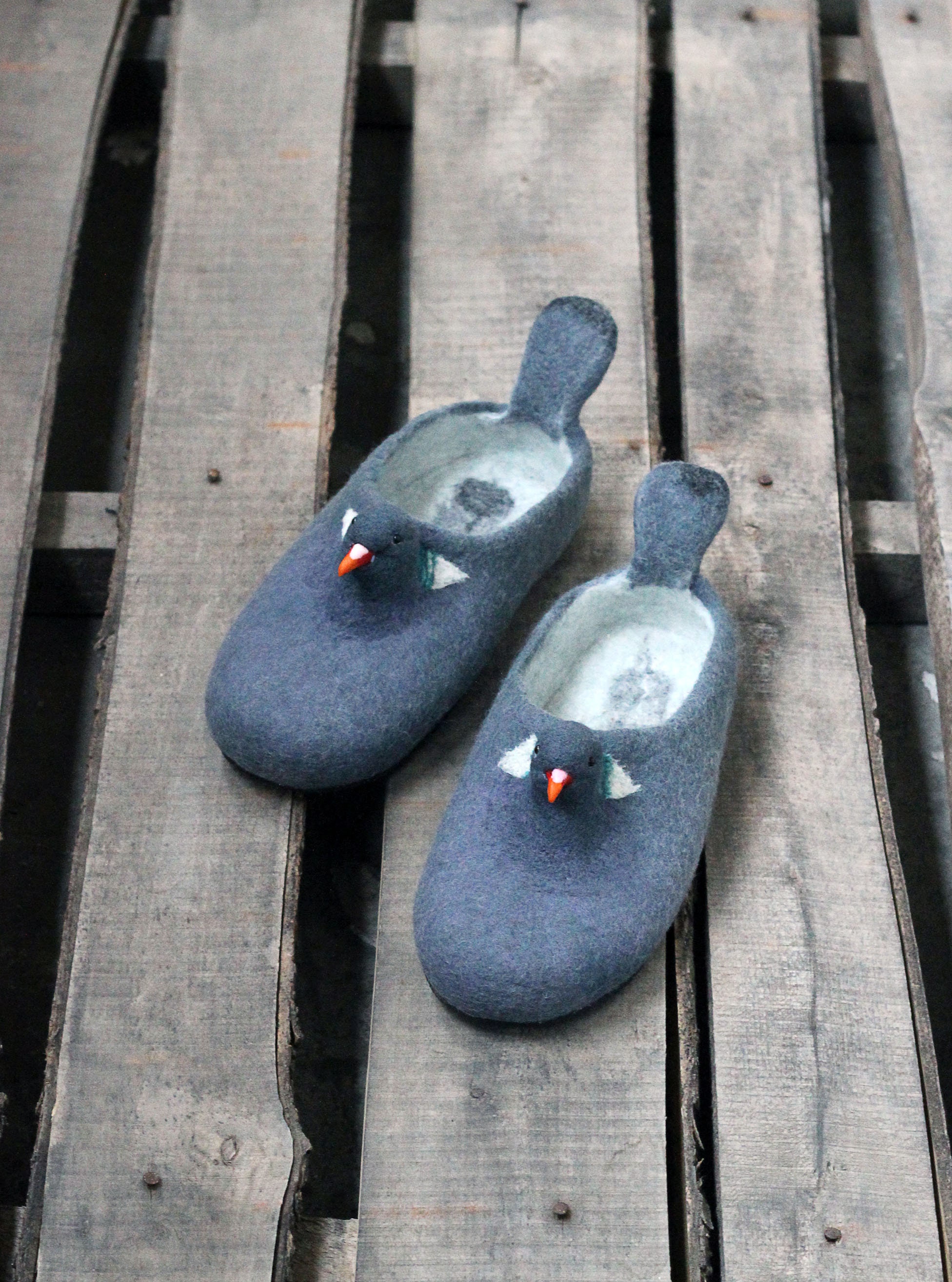 Wild Pigeon Handade Wool Felted Slippers - Etsy