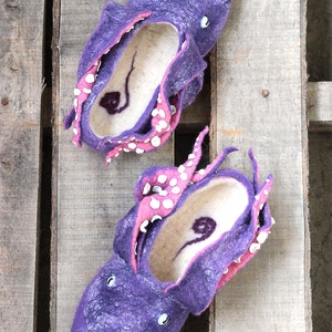 Octopus slippers handmade custom wool felted shoes | Etsy