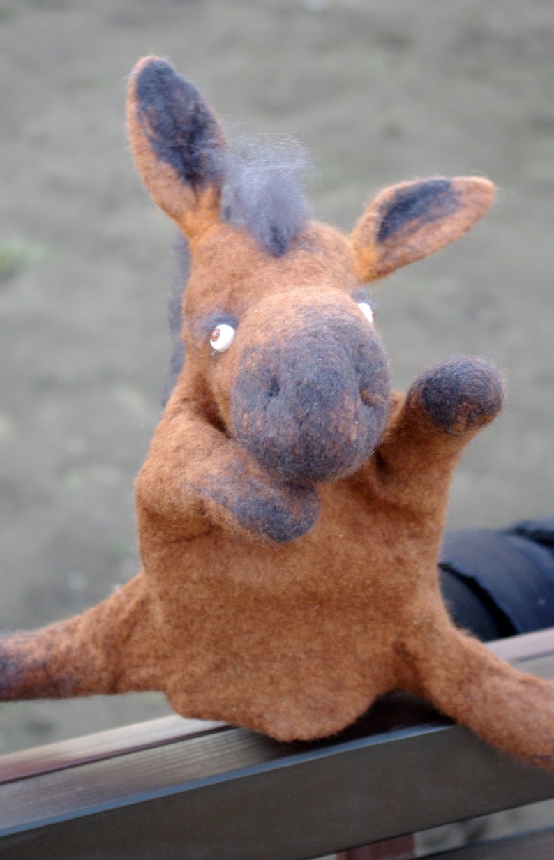 Hand puppet Crazy Horse. Felted puppet doll toy horse | Etsy