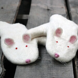 White Rat Felted Mittens Mouse Natural Felted Wool Women - Etsy
