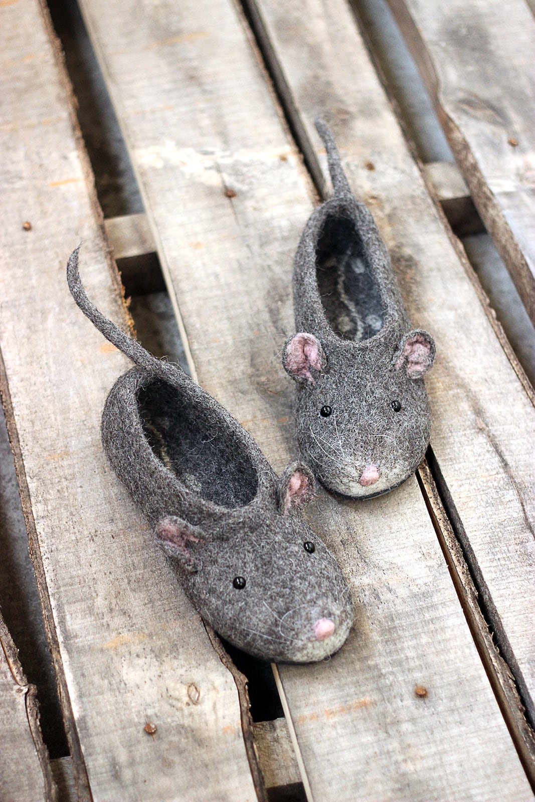 Mouse Woman Slippers Custom Gray Mice Rat Felted - Etsy UK