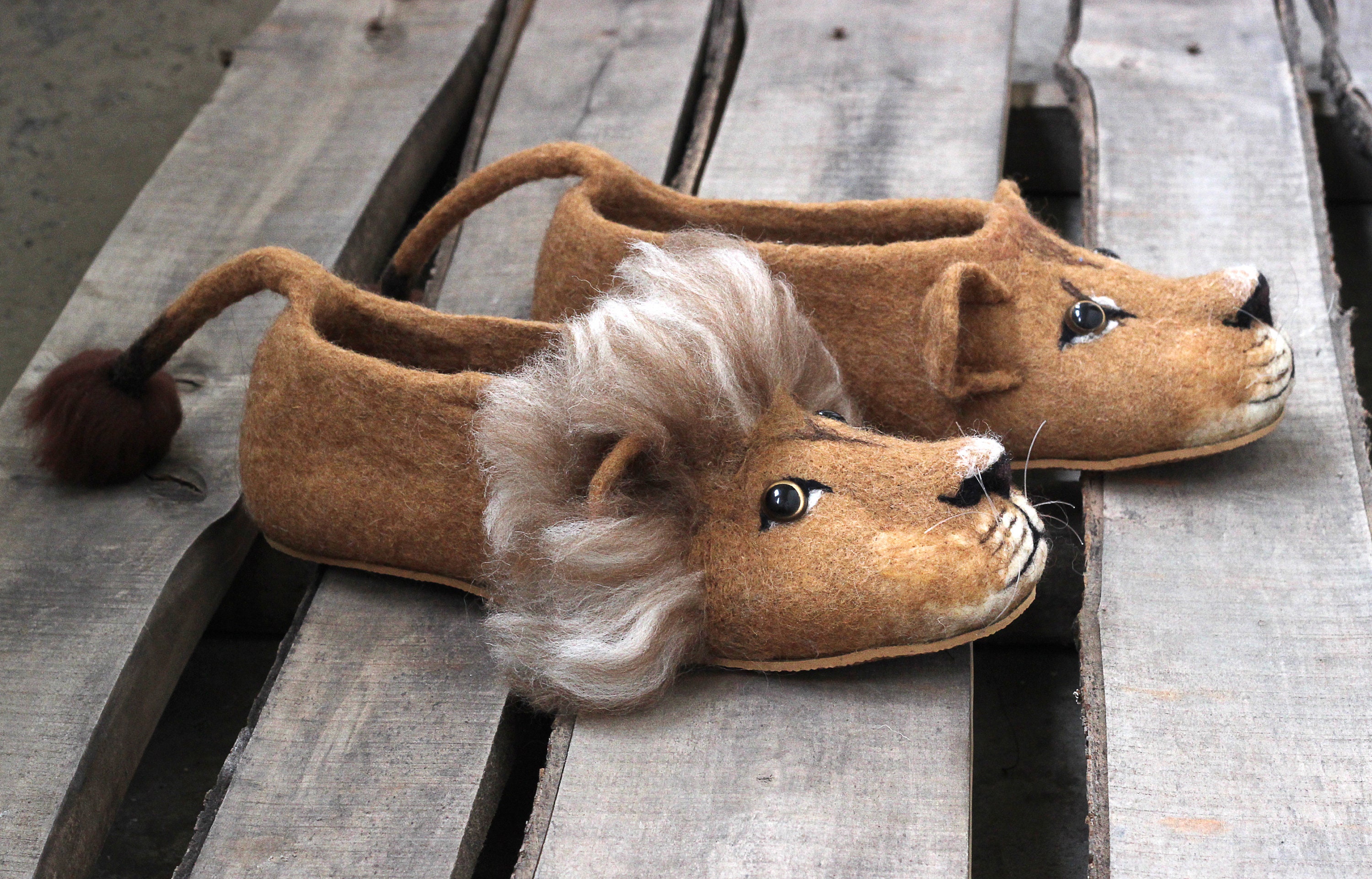Lion and lioness slippers king of animals custom handmade | Etsy