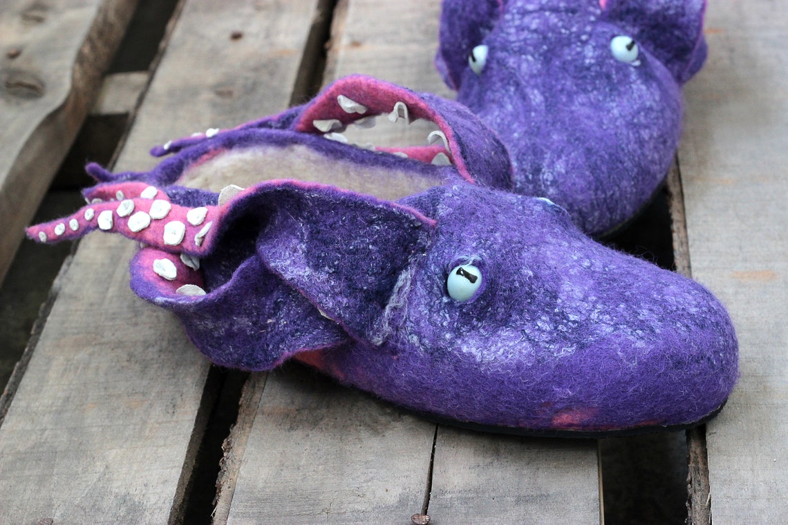Octopus Slippers Handmade Custom Wool Felted Shoes | Etsy