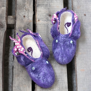 Octopus Slippers, Handmade Wool Felted - Etsy