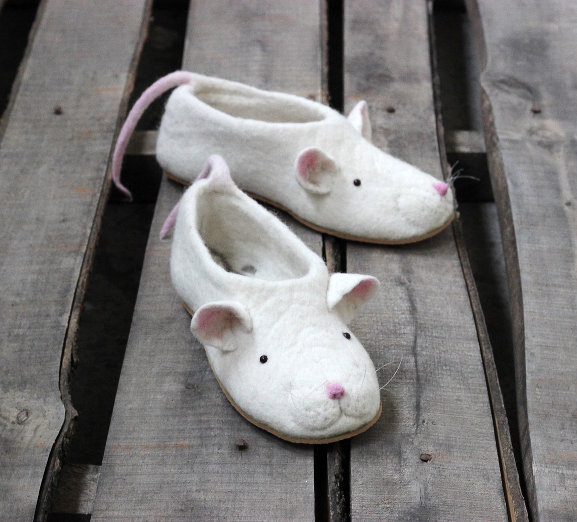 Rat Wool Felted Slippers Mice Custom Mouse Warm Clogs - Etsy