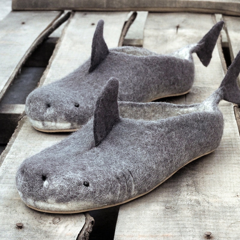 Shark Slippers - Etsy