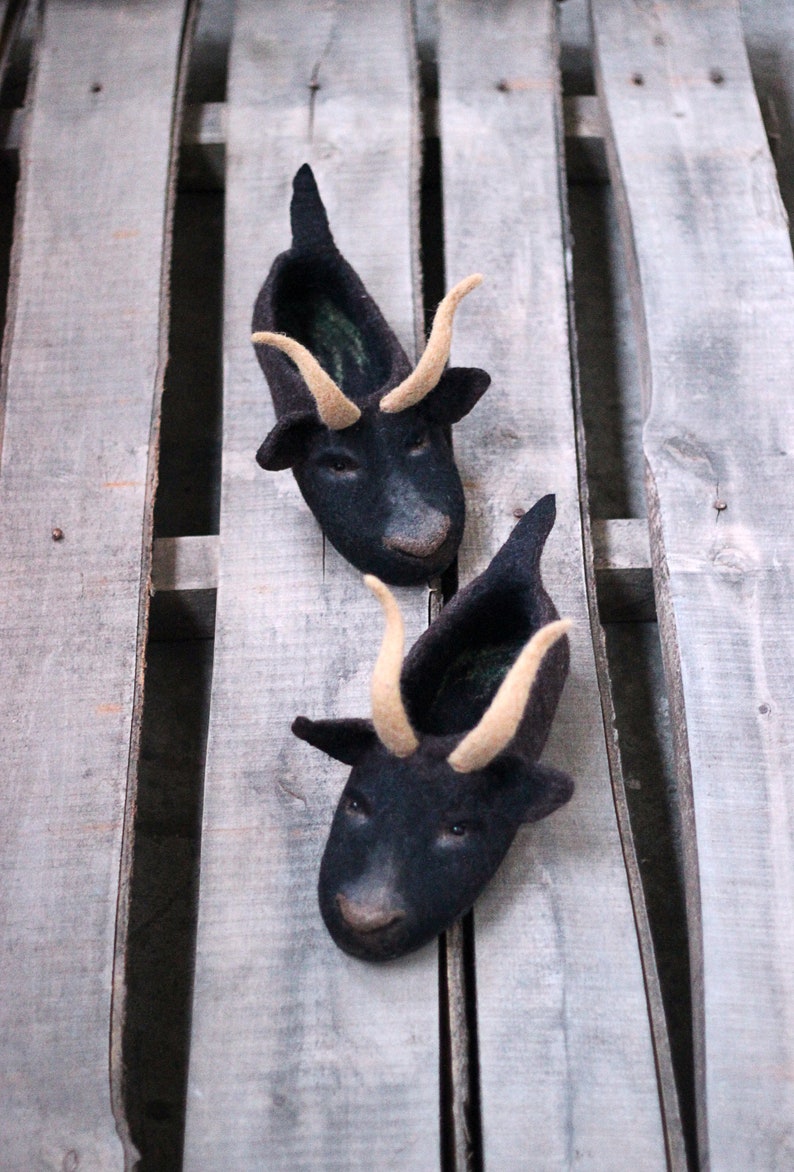 Black Goat Premium Slippers Farm Animals Custom Handmade - Etsy