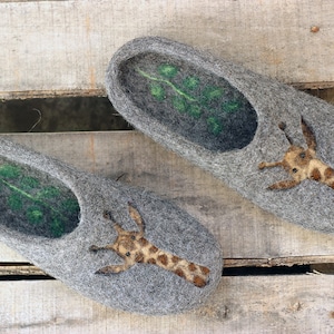 Giraffe Custom Slippers, Handmade, Felted, Personalized, Africa Animal ...