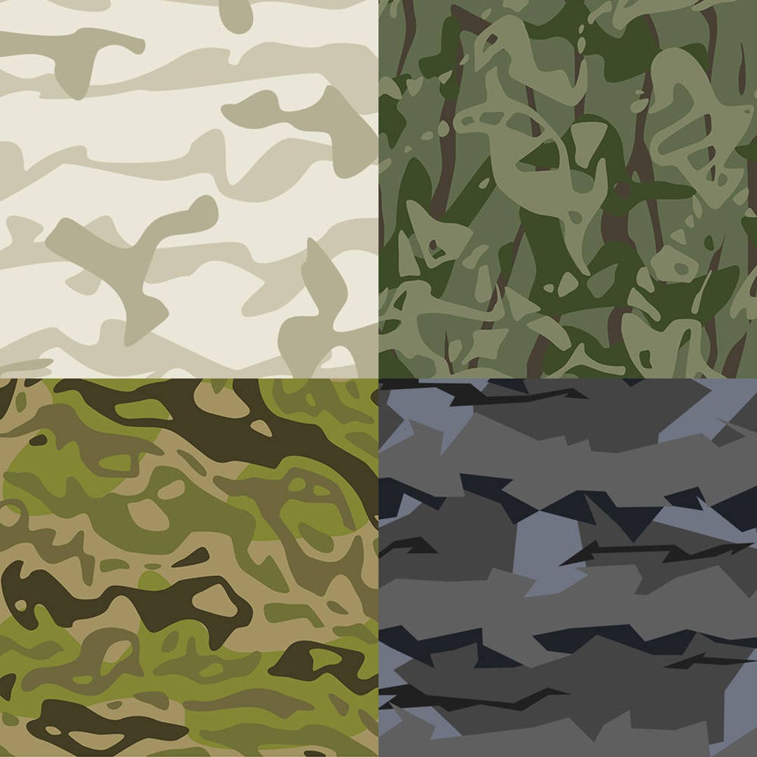 Instant Download 43 Vector Camouflage Patterns, Realistic, Unrealistic ...