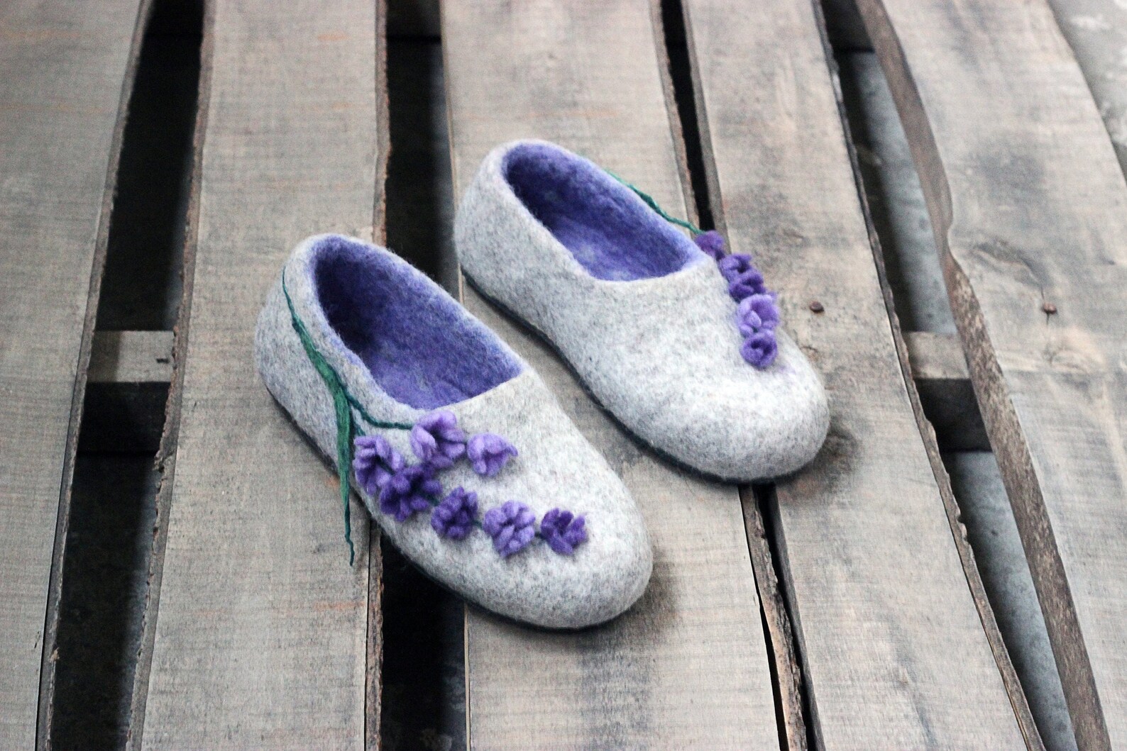 Lavender Hand Felted Wool Slippers for Woman Magenta - Etsy