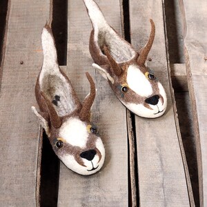 Wild Goat Premium Custom Slippers, Farm Animals, Handmade Felt Wool ...