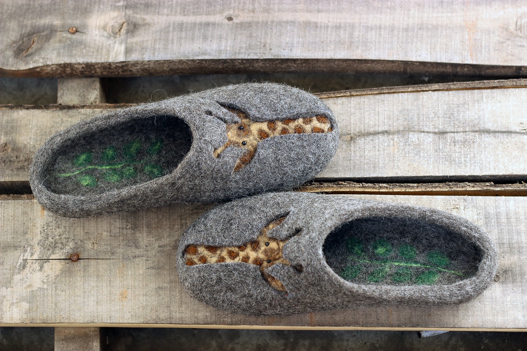 Giraffe custom slippers handmade felted personalized | Etsy