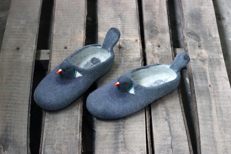 Wild Pigeon Handade Wool Felted Slippers - Etsy