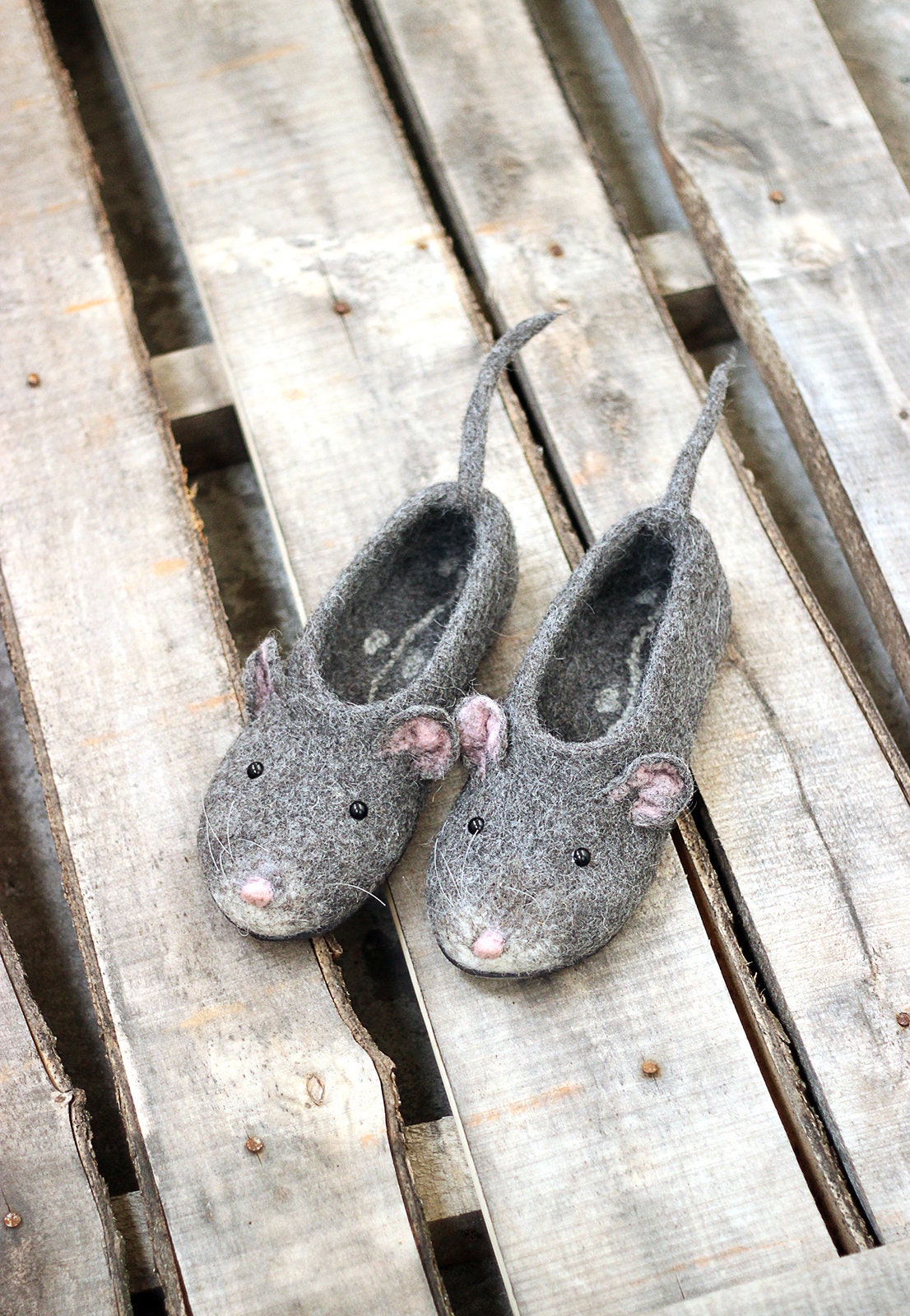 Mouse Woman Slippers Custom Gray Mice Rat Felted - Etsy UK