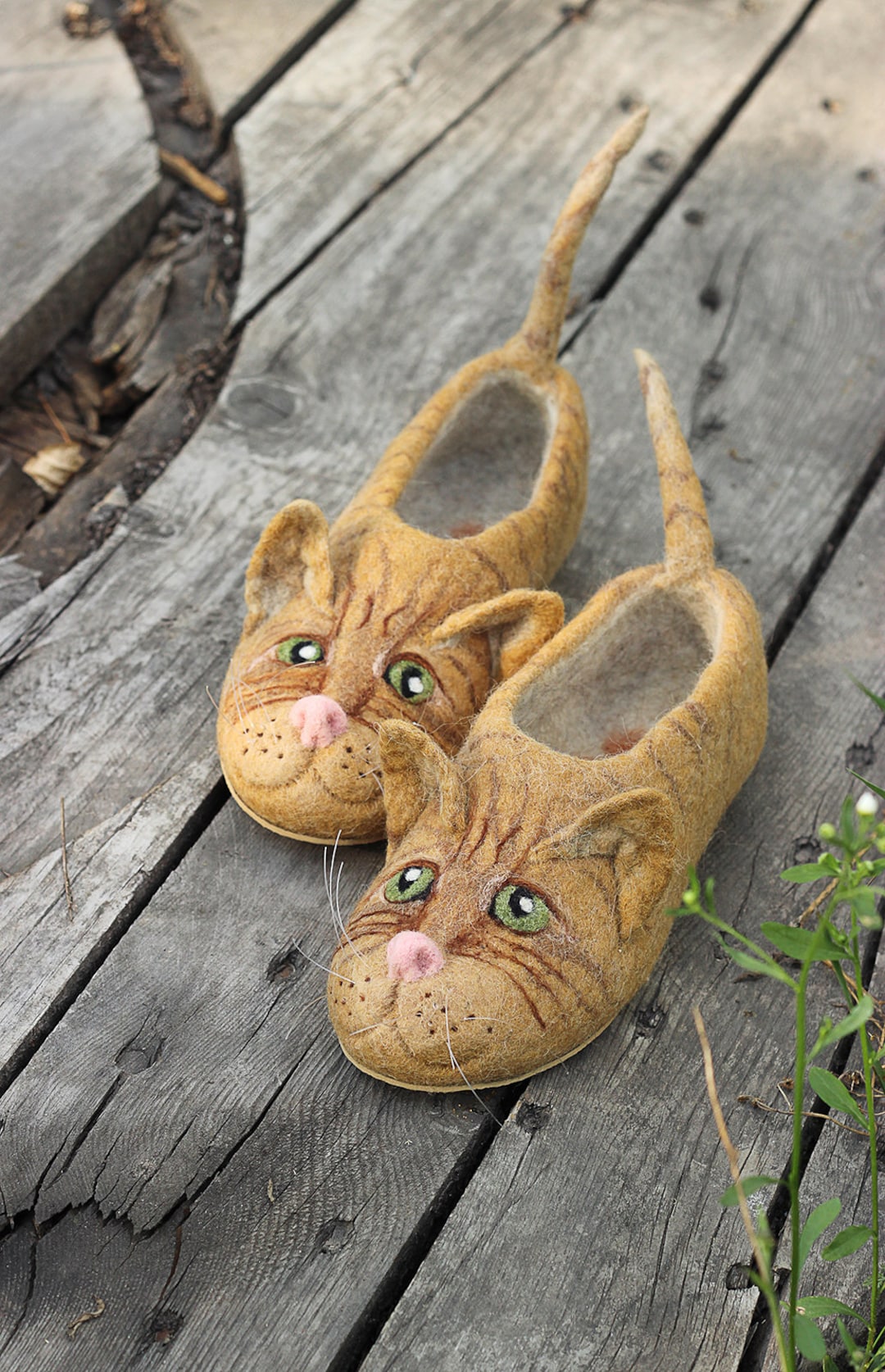 Red Cat Felted Clogs Slippers, Handmade Custom Warm Slippers ...