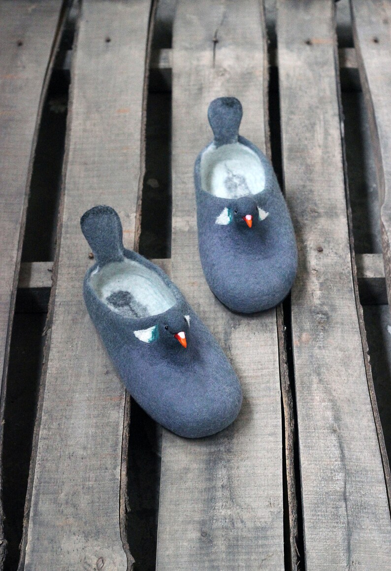 Wild Pigeon Handade Wool Felted Slippers - Etsy