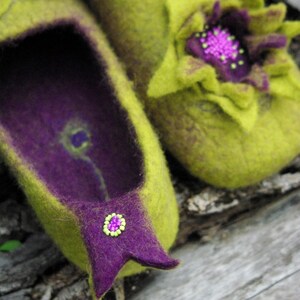 Felted slippers, wool shoes, felt, flat, comfortable shoes, felting ...