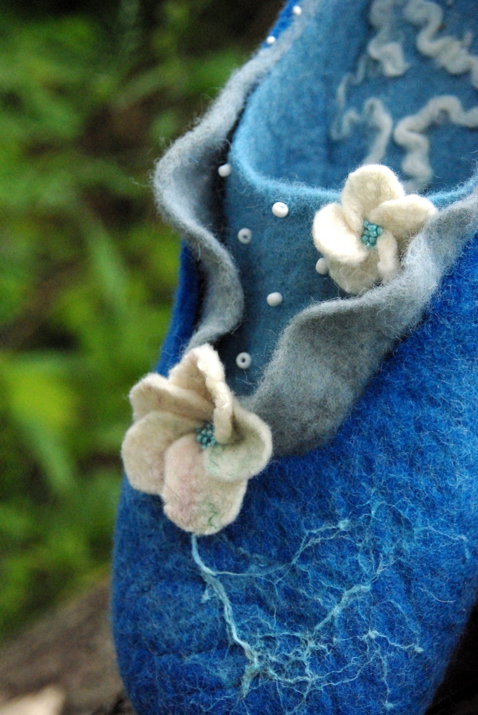 Felted Blue Wool Slippers Personalized Felter Shoes Womens - Etsy