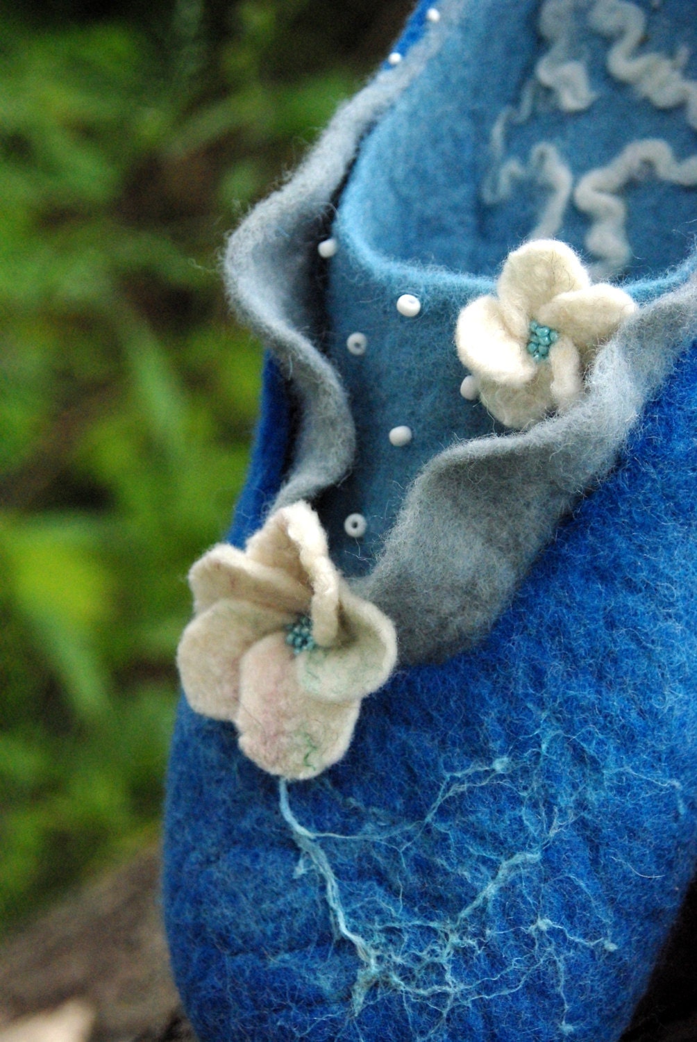 Felted Blue Wool Slippers Personalized Felter Shoes Womens - Etsy