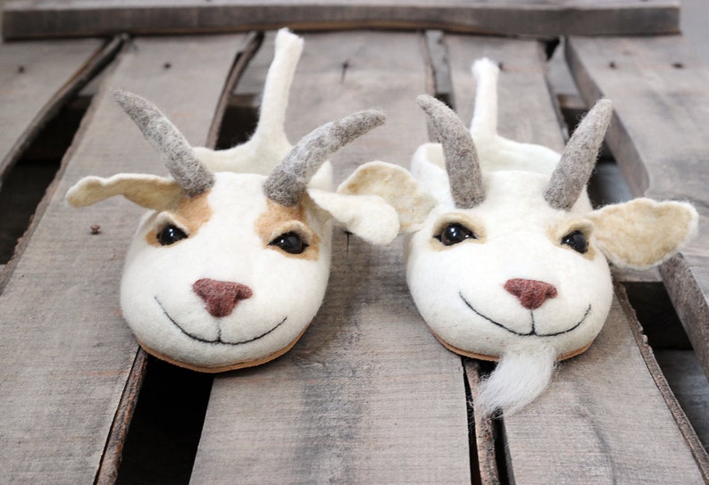 Goat Exclusive Slippers Farm Animals Custom Handmade Felt - Etsy