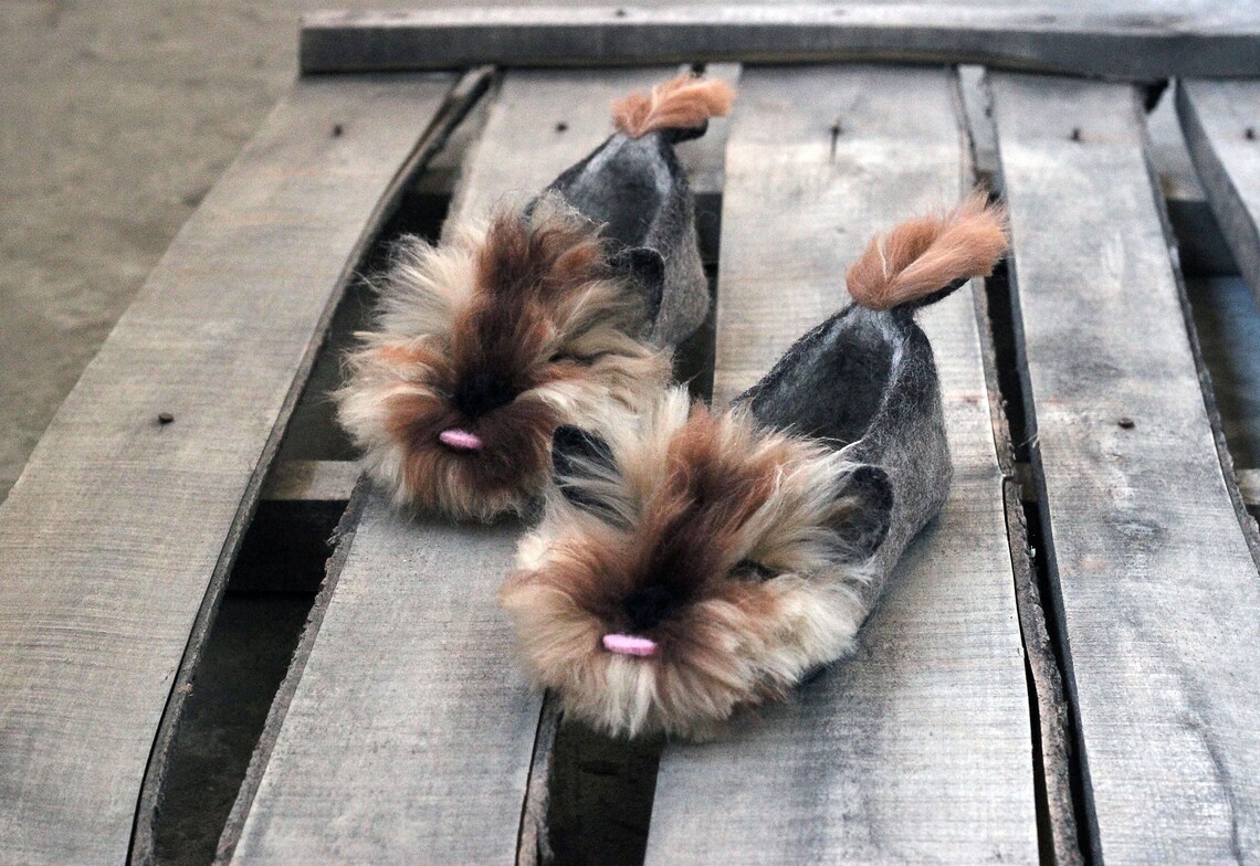 York Terrier Felted Custom Dog Slippers Yorkshire - Etsy