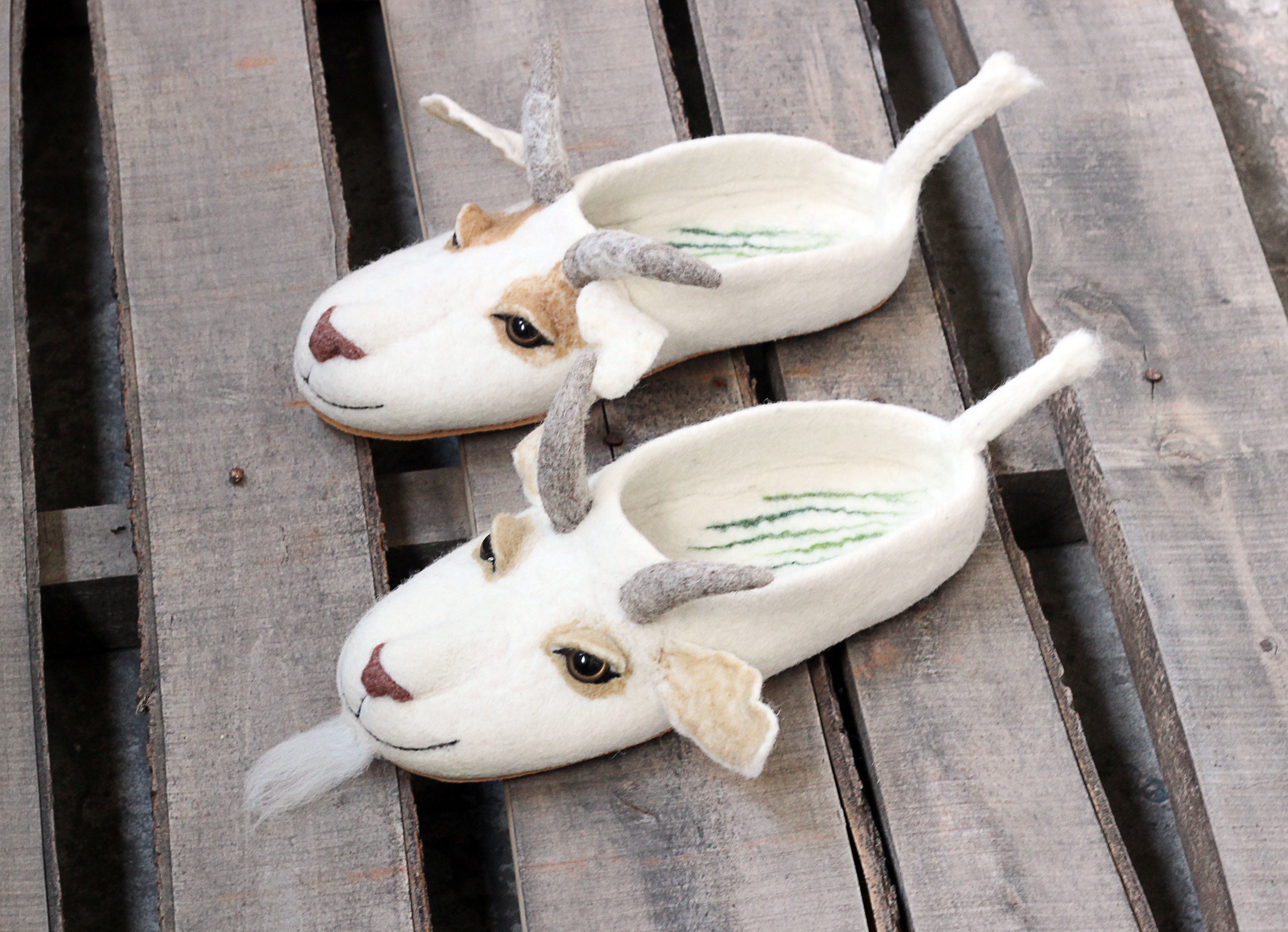 Goat exclusive slippers farm animals custom handmade felt | Etsy