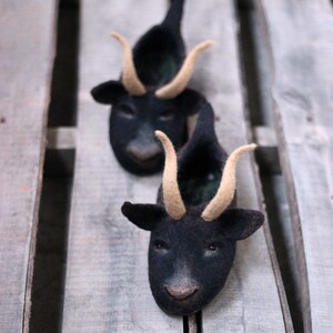 Black Goat Premium Slippers, Farm Animals, Custom Handmade Felt Wool ...
