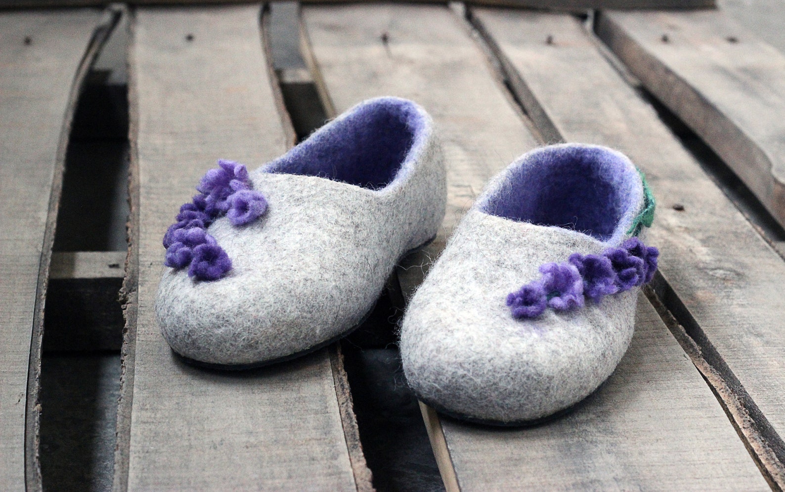 Lavender Hand Felted Wool Slippers for Woman Magenta - Etsy