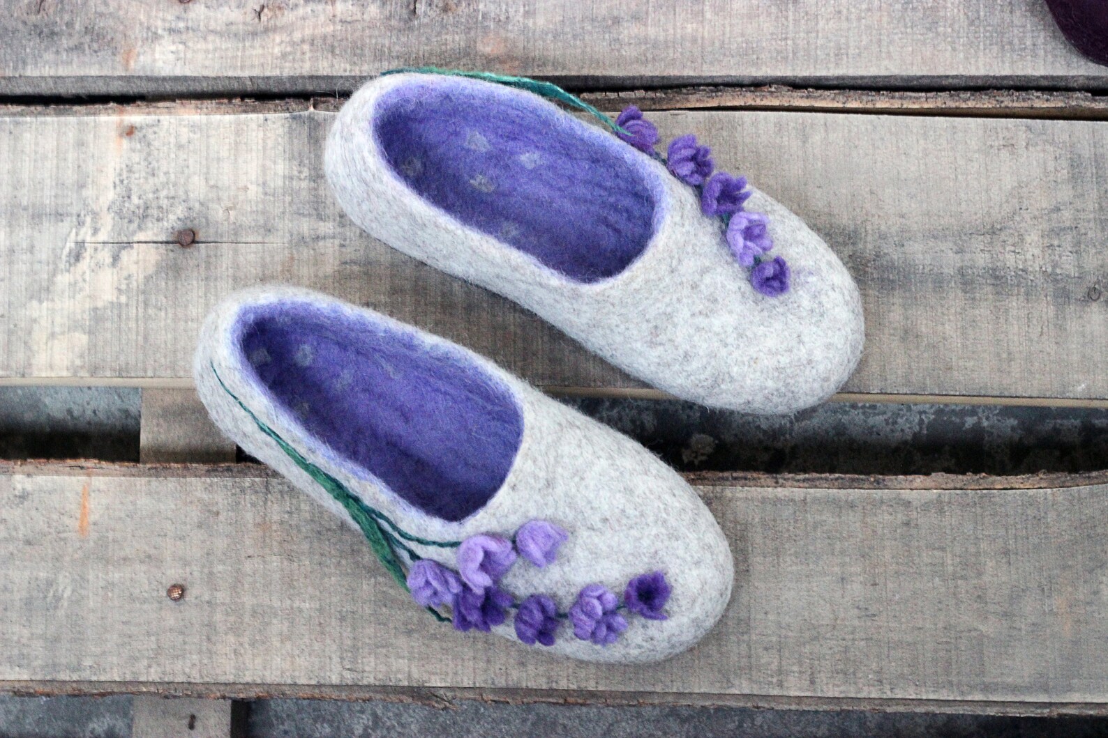 Lavender Hand Felted Wool Slippers for Woman Magenta - Etsy