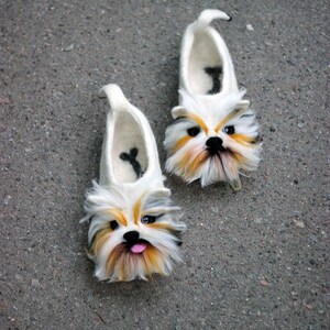 Premium Yellow York Terrier Custom Dog Slippers, Felted Yorkshire ...