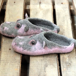 Hippopotamus Exclusive Felted Slippers, Hippo Eco Shoes, Custom ...