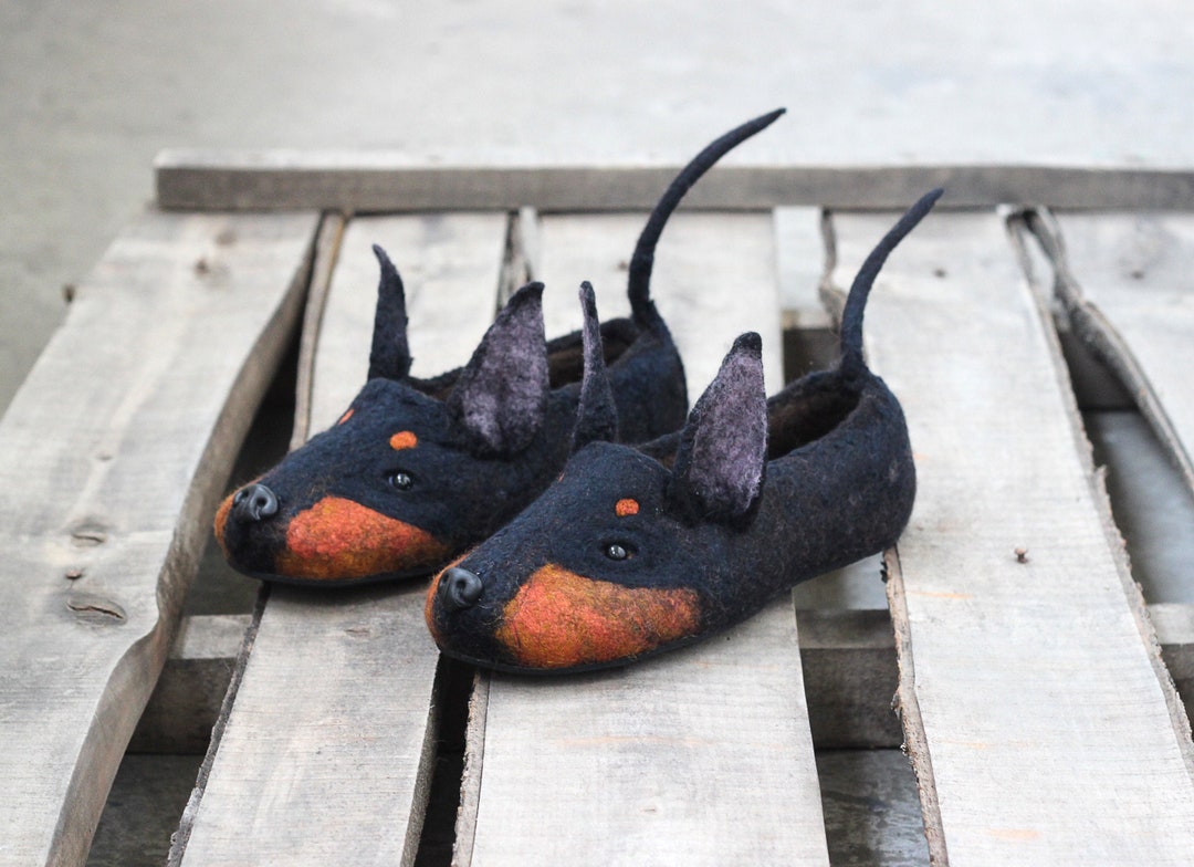 Dobermann Premium Custom Dog Slippers, Doberman Pinscher, Personalized ...