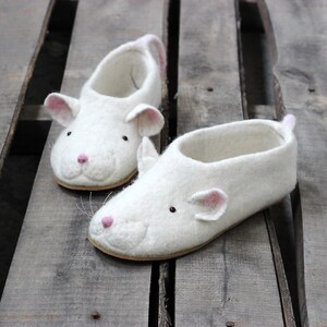 Rat Wool Felted Slippers, Mice, Custom Mouse, Warm Clogs, Natural Wool ...